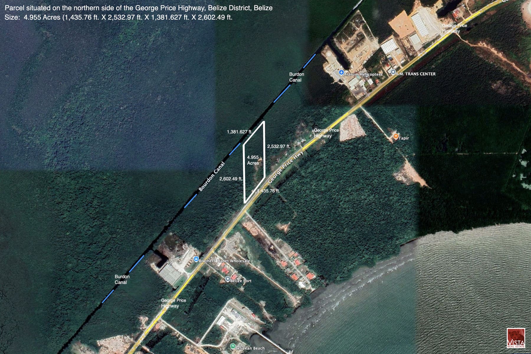 4.955 Acres from the George Price Highway to Burdon Canal, BELIZE ...